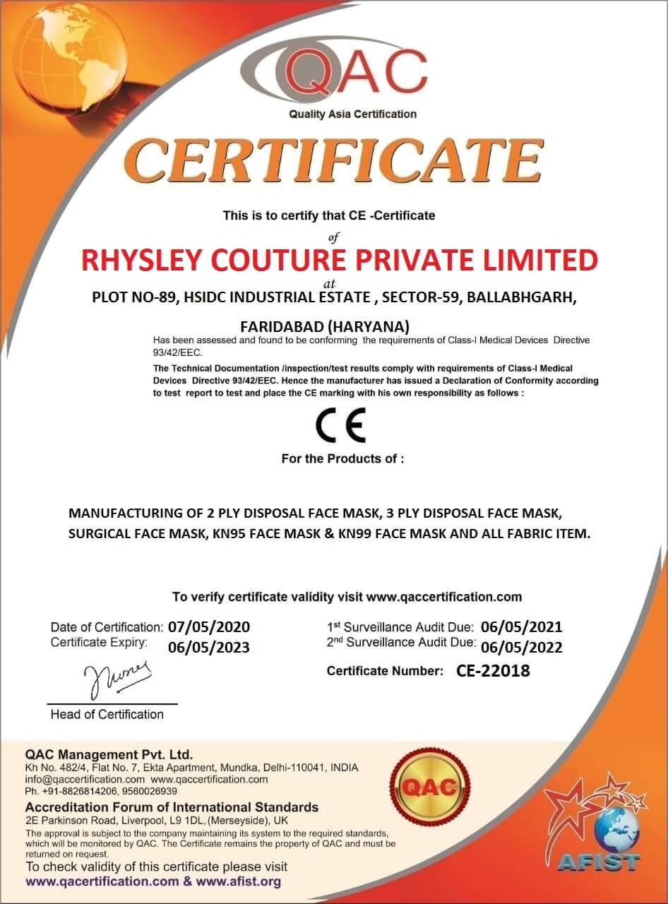 FDA, Sitra, CE, ISO approved Top Notch Face Mask Manufacturer in India ...